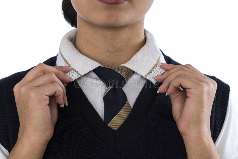 Female hands fixing tie stock image. Image of leadership - 75383087