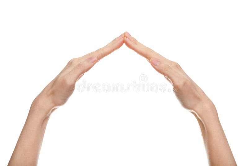 Hands of the Man Made a Home Shape Stock Image - Image of sign, life ...