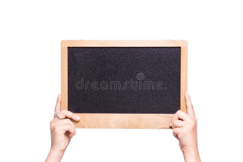 Female Hands Hold with the Blank Chalkboard Stock Image - Image of ...
