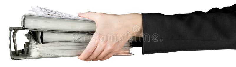 Female Hands Hold a Stack of Folders with Documents Stock Image - Image ...