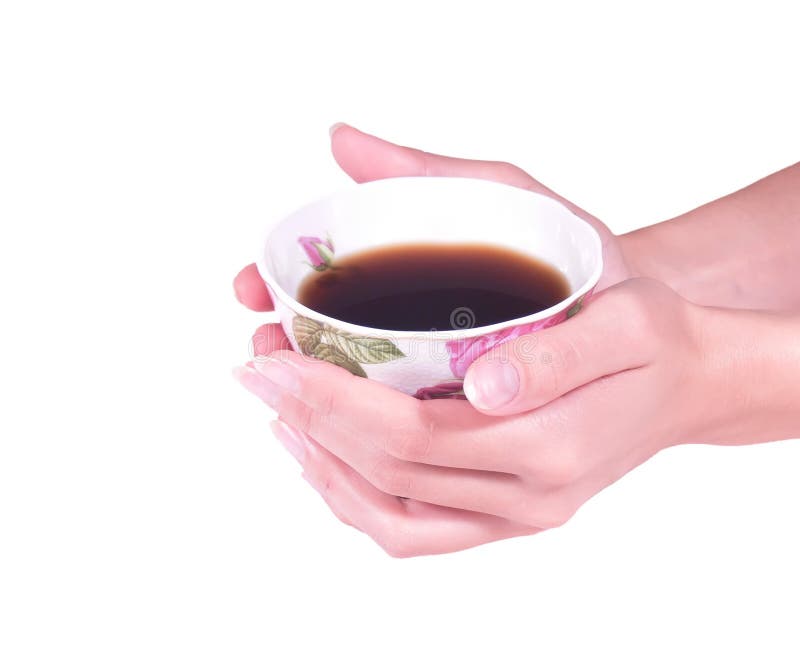 Female Hands Hold a Tea Cup Stock Image - Image of enjoy, black: 6410763