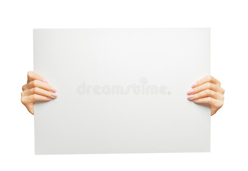 Female Hands Holding Blank Poster, Copy-space. Stock Photo - Image of ...