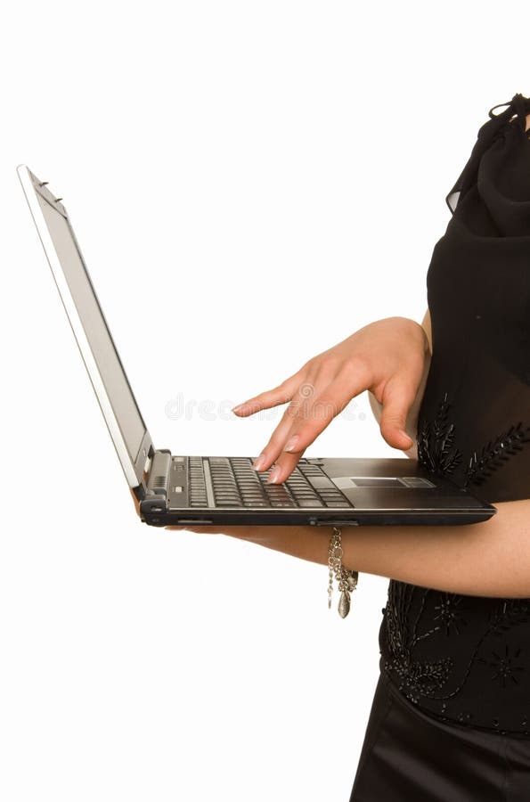 Female Hands Holding Laptop Stock Photo - Image of flat, portable: 5646438