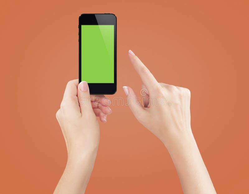 Female Hands Holding Mobile Phone With Blank Screen Stock Image Image