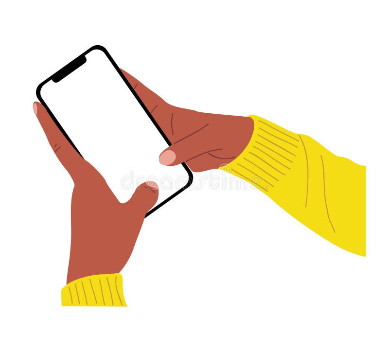 Female Hands Holding Mobile Phone Vector Isolated Stock Vector