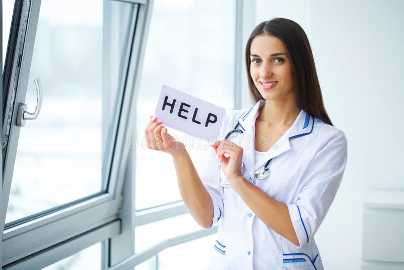 Female Hands Holding Paper with Inscription Help Stock Photo - Image of ...