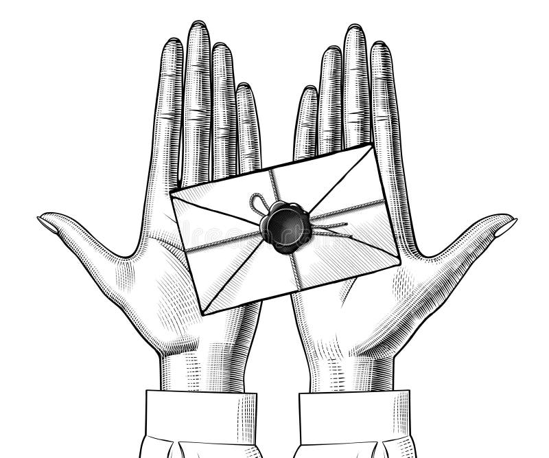 Female Hands Holding a Postal Envelope Stock Vector - Illustration of ...