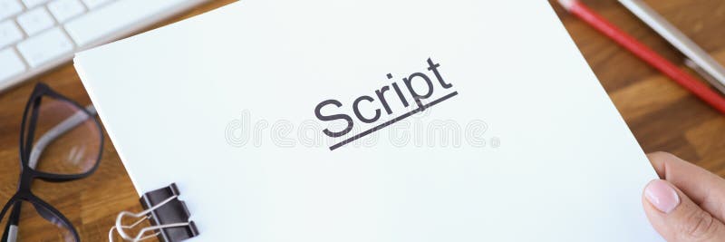 Female Hands Holding Script Over Table Closeup Stock Photo - Image of ...