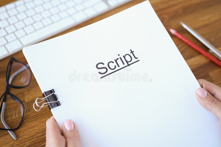 Female Hands Holding Script Over Table Closeup Stock Image - Image of ...