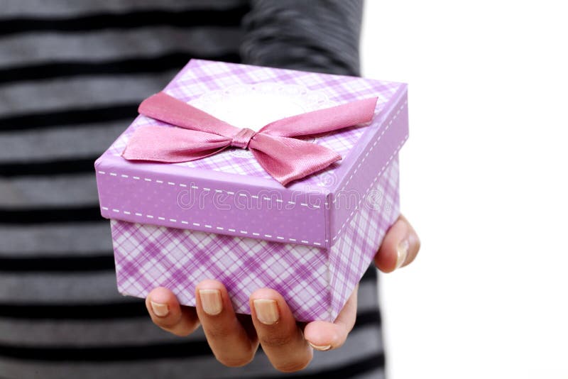 Female Hands Holding Small Gift Box Stock Image - Image of elegance ...