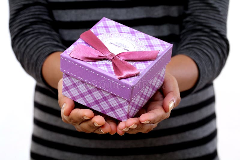 Female Hands Holding Small Gift Box Stock Photo - Image of engagement ...
