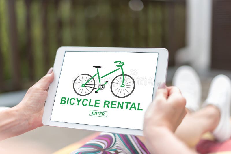 Bicycle Rental Concept on a Tablet Stock Photo - Image of ride, tablet ...