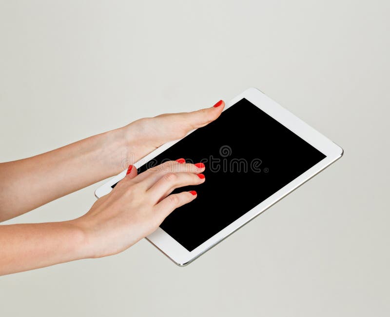 Female Hands Holding Tablet Stock Image - Image of gadget, banner: 44531557