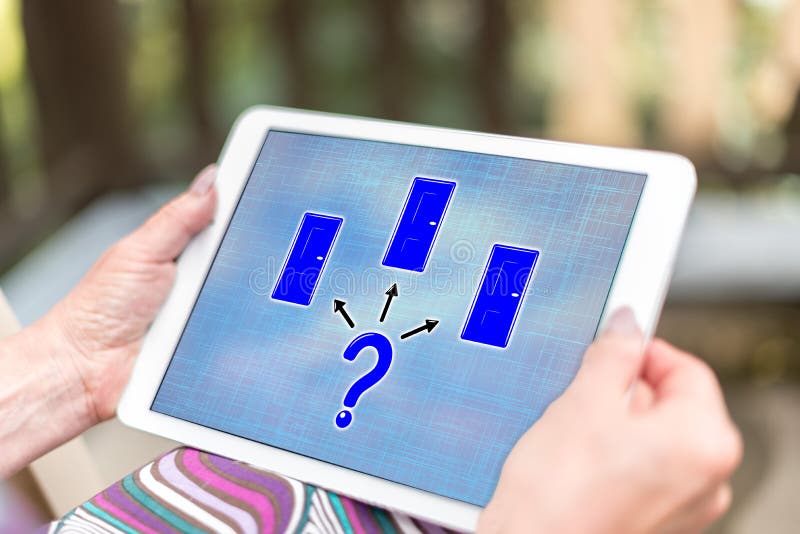 Choice concept on a tablet stock photo. Image of future - 212771878