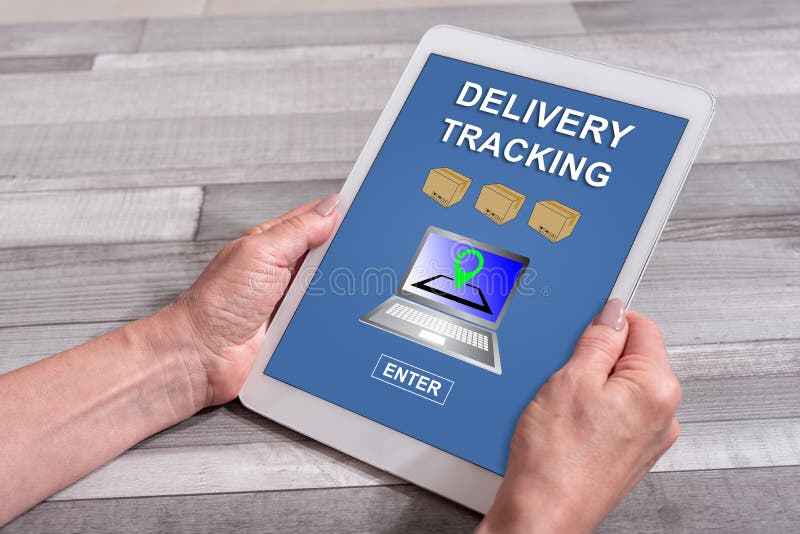 Delivery Tracking Concept on a Tablet Stock Photo - Image of icon ...