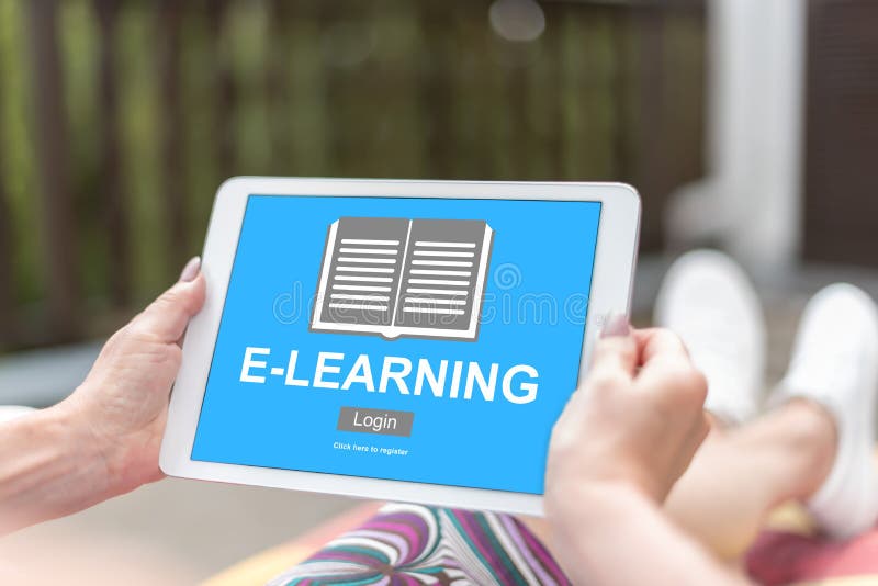 E-learning Concept on a Tablet Stock Photo - Image of website, webinar ...