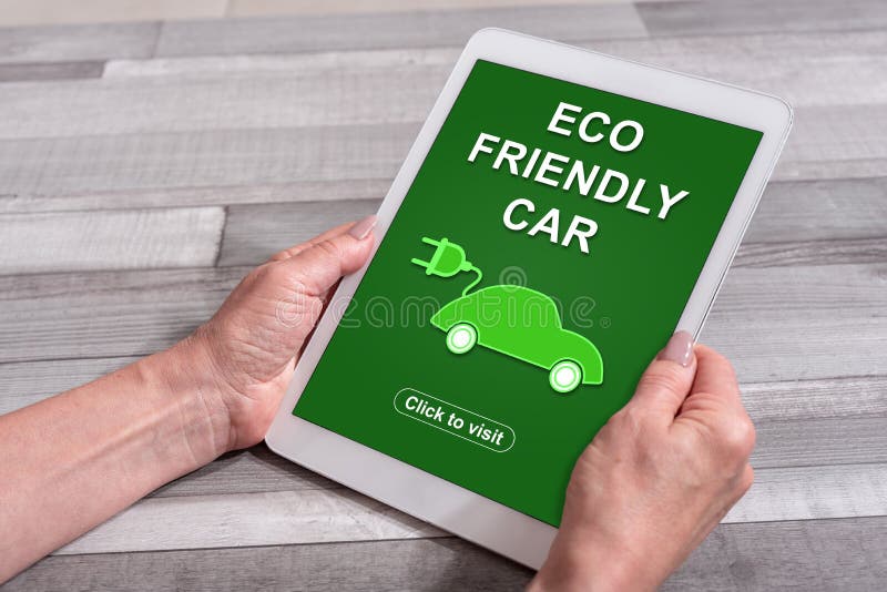 Eco Friendly Car Concept on a Tablet Stock Photo - Image of environment ...