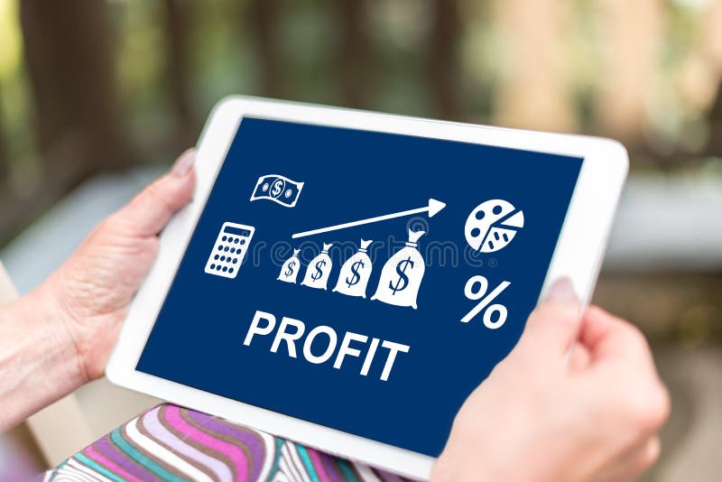 Profit concept on a tablet stock photo. Image of finance - 218608032