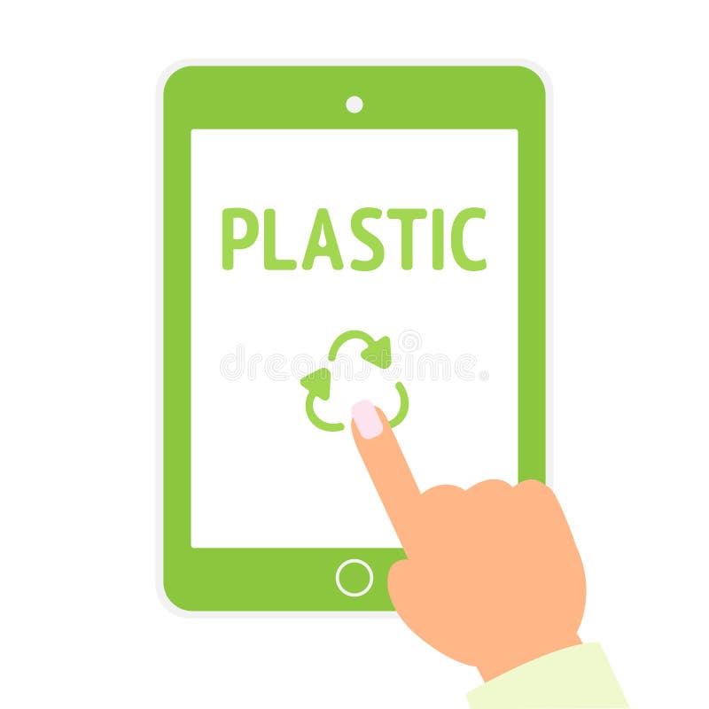 Female Hands Holding a Tablet with Recycling Concept. Tablet PC in ...
