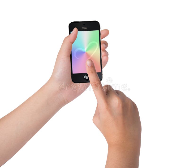 Female Hands Holding and Touching on Smart Phone Stock Photo - Image of ...