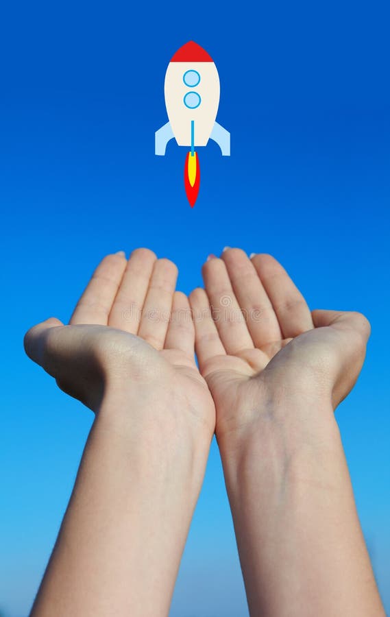 Female Hands Launch a Rocket Stock Photo - Image of happiness, emotion ...