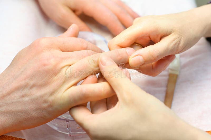 Female Hands Make Manicure for Man Stock Image - Image of health ...