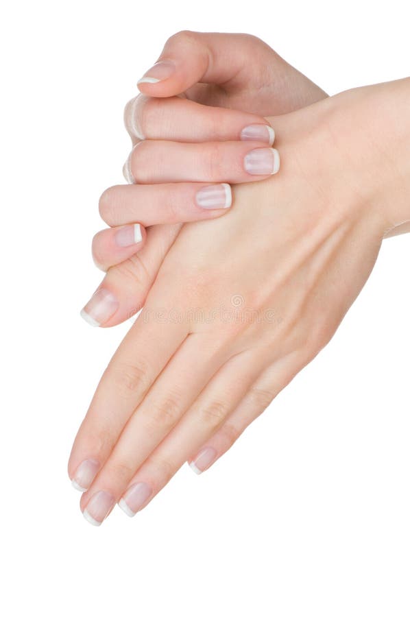 Beauty Elegant Female Hands with French Manicure Stock Image - Image of ...