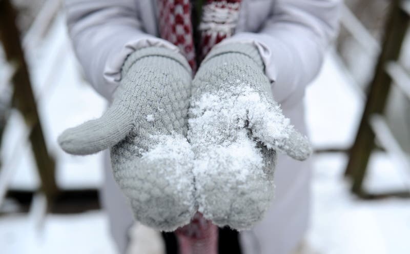 Female hands in mittens stock image. Image of season - 49338989