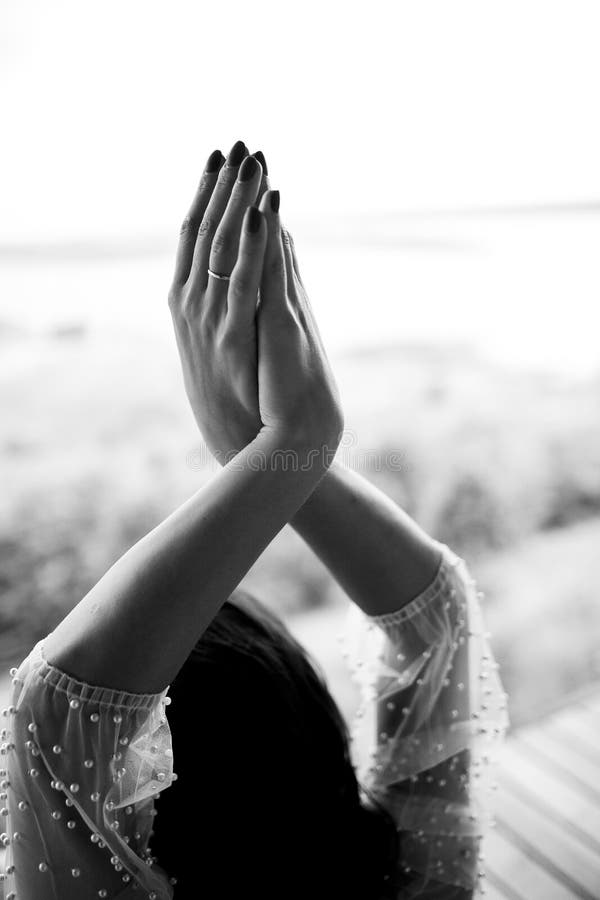 Interlacing Hands. Female Hands on Nature Background Stock Photo ...