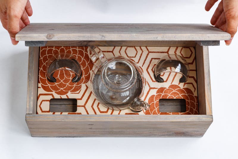 Female Hands Open a Wooden Gift Box Stock Photo - Image of teapot, tree ...