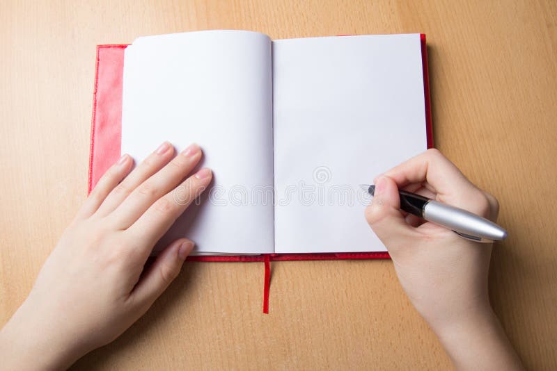 Female Hands with Pen and Notebook Stock Image - Image of document ...