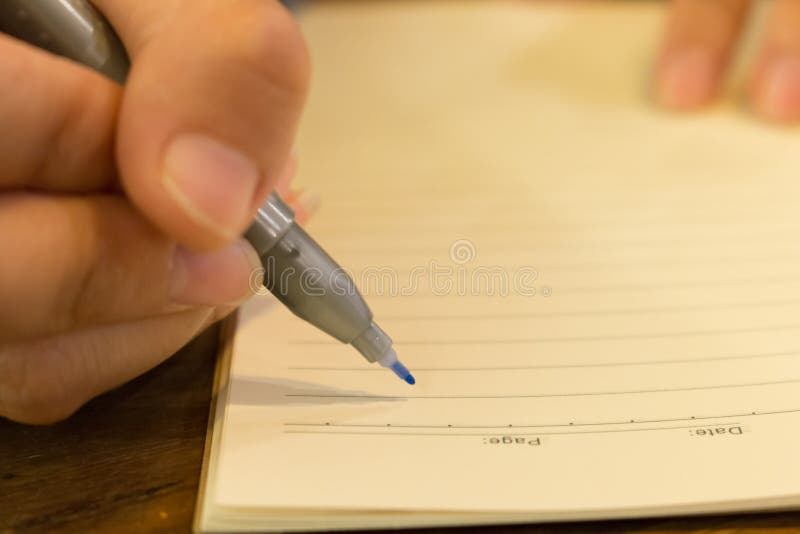 Female Hands with Pen Writing on Notebook Stock Photo - Image of ...