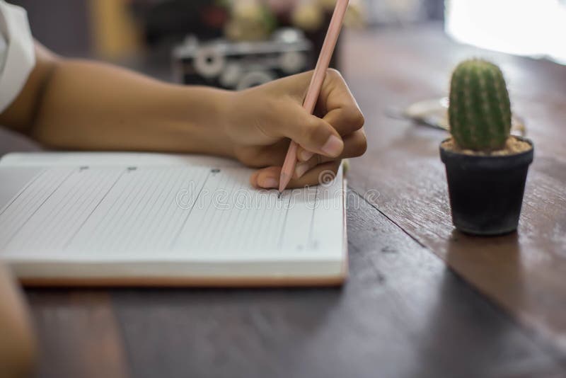 Female Hands with Pen Writing on Notebook Stock Image - Image of giatar ...