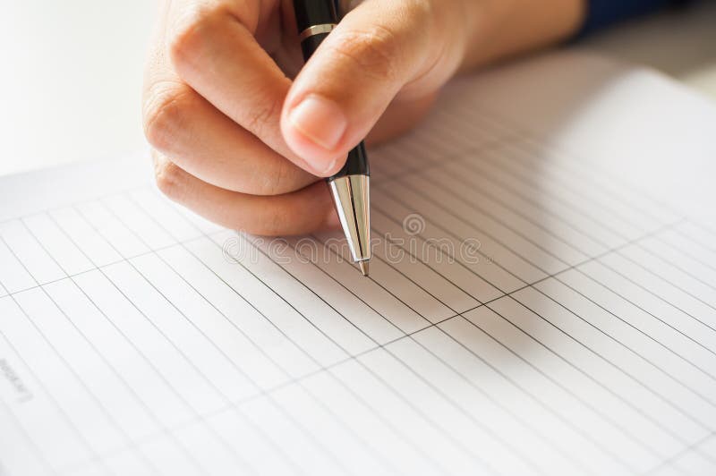 Female Hands with Pen Writing on Paper Stock Image - Image of office ...