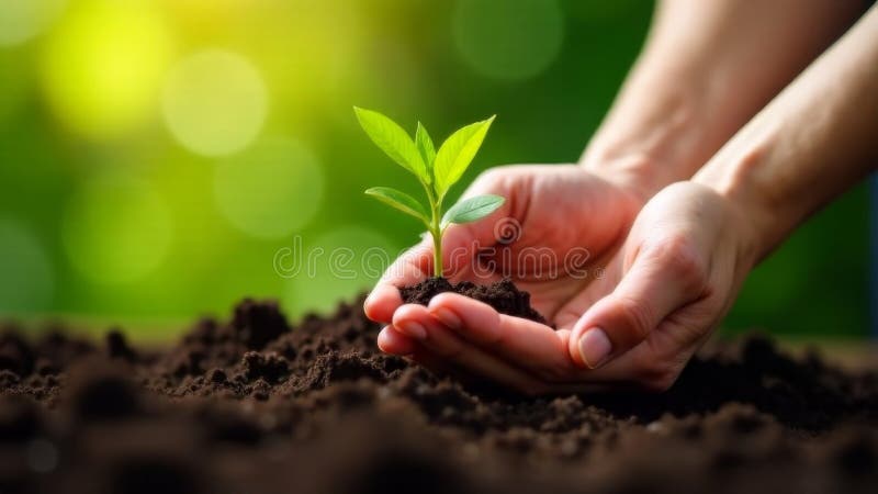 Female Hands Planting a Young Plant Sprout Stock Image - Image of hands ...