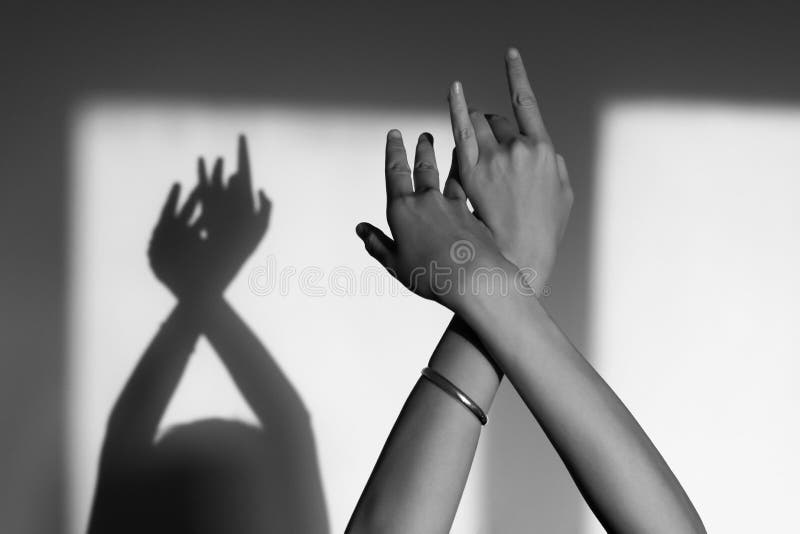 Female Hands Playing with Reflections Stock Photo - Image of dark ...