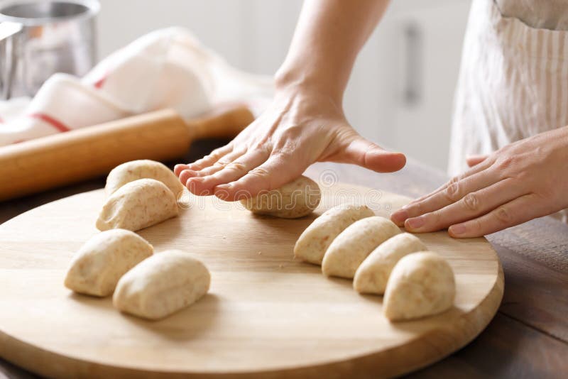 Female Hands in the Process of Cooking Stock Image - Image of bread ...