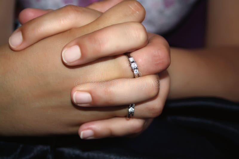 Female hands with rings stock image. Image of couple - 92130629