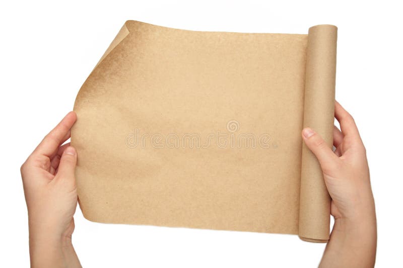 Female Hands Roll Baking Paper Isolated White Background Stock Photos ...