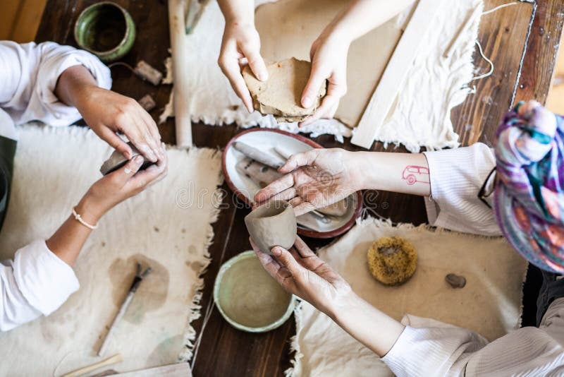 Female Hands on the Table Create a Ceramic Piece Stock Photo - Image of ...
