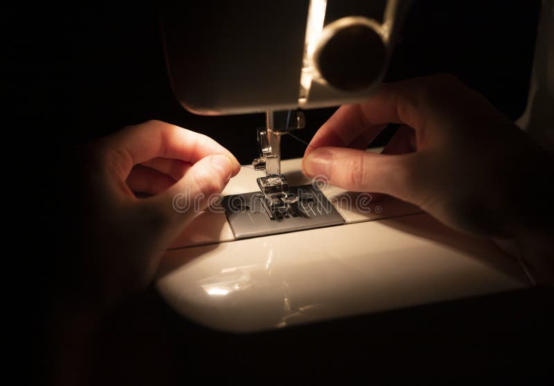 Insert the Thread in Needle by Man Hand Stock Image - Image of needle ...