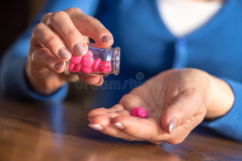 Female Hands Taking Medication Stock Image - Image of illness ...