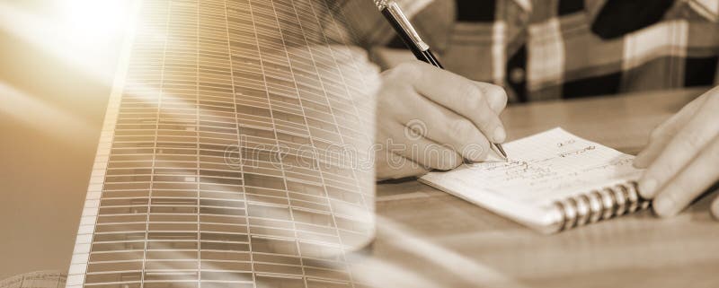 Female Hands Taking Notes Multiple Exposure Stock Illustration ...