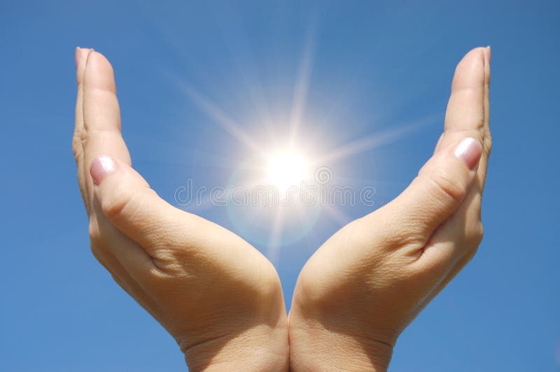 Female Hands Touching the Sun Stock Image - Image of people, idea: 10291409