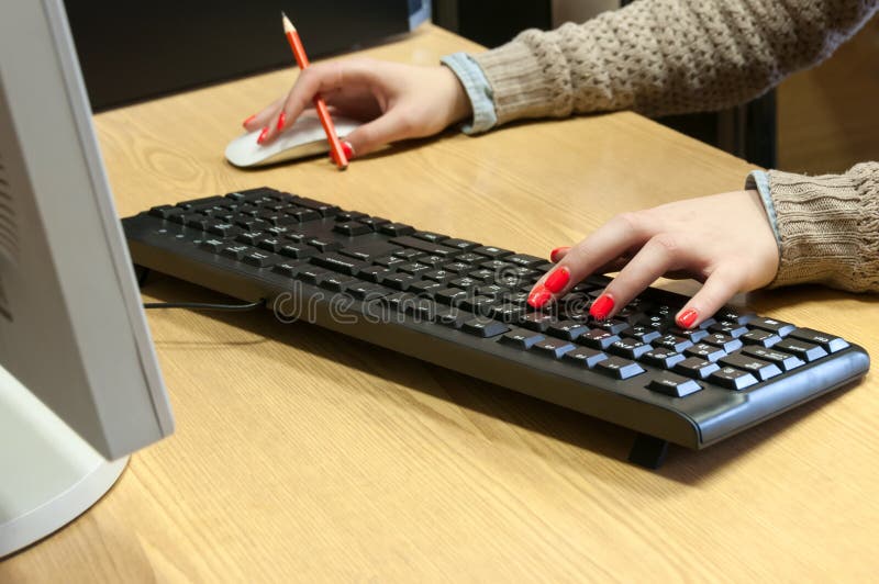 Female hands typing stock image. Image of control, typing - 59495115