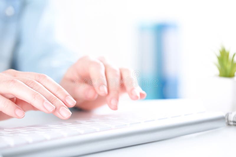 Hands typing on keyboard stock image. Image of white - 202309587