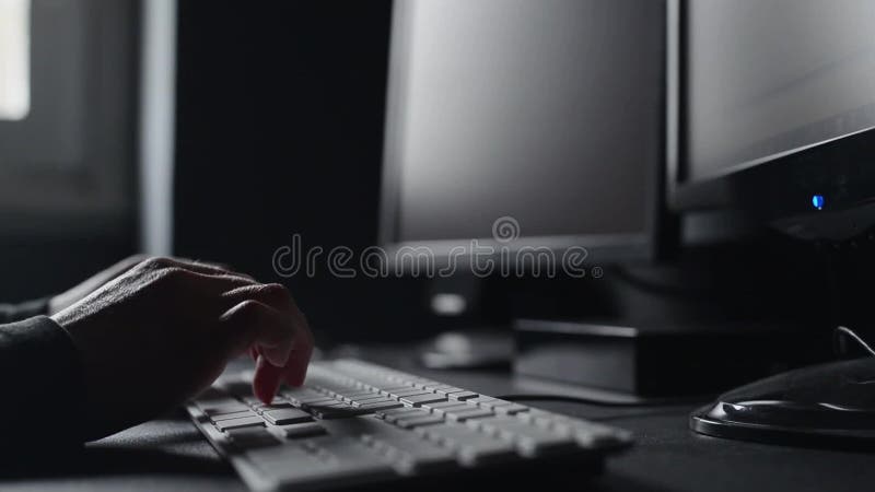 Female Hands Typing Computer Keyboard. Using Desktop Computer. Stock ...
