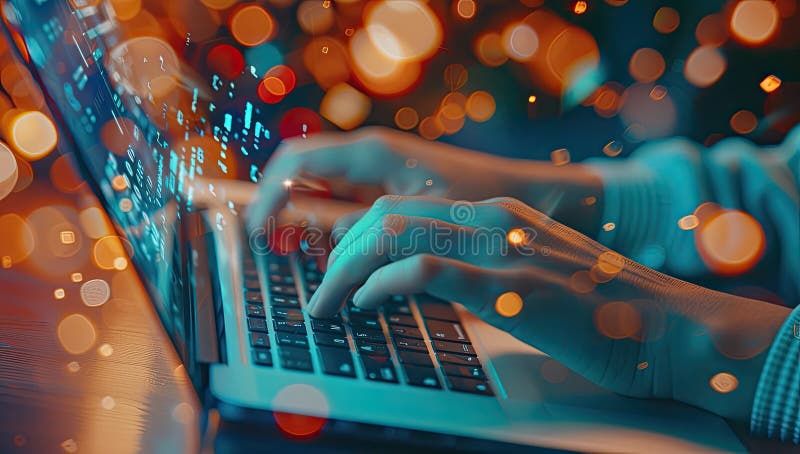 Female Hands are Typing on the Keyboard. Close-up Side View Stock ...