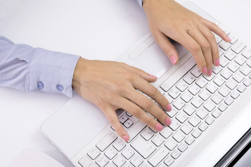 Female Hands Typing on Keyboard, White Computer Stock Image - Image of ... Female Hands Typing on Keyboard, White Computer Stock Image - Image of ...