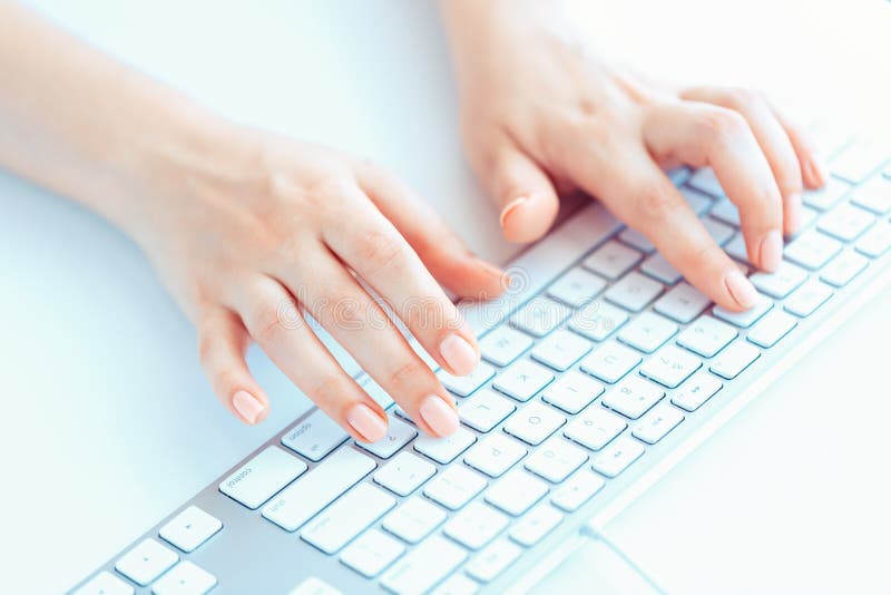 Female Hands Typing on the Keyboard Stock Photo - Image of computing ...
